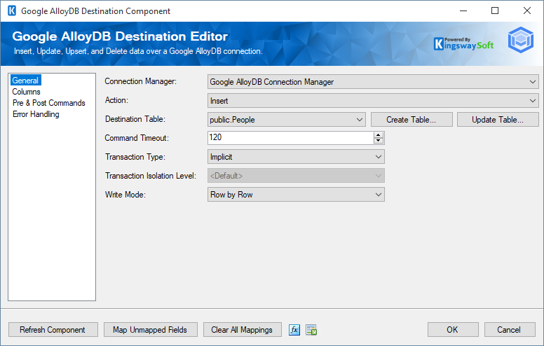 Help Manual - AlloyDB Destination Component
