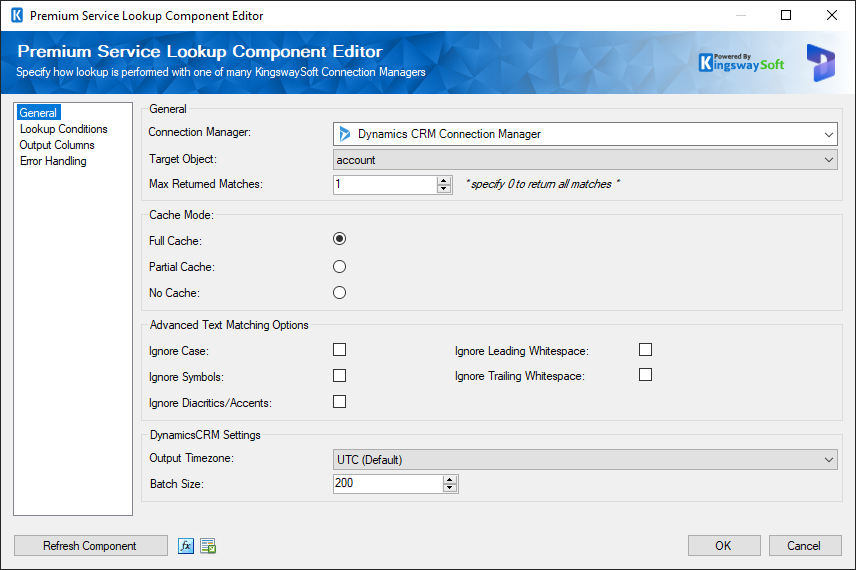 Premium Service Lookup Component - SSIS Productivity Pack by KingswaySoft