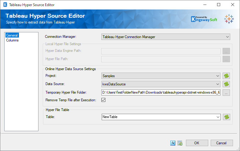 Help Manual - Tableau Hyper Source - SSIS Productivity Pack - KingswaySoft